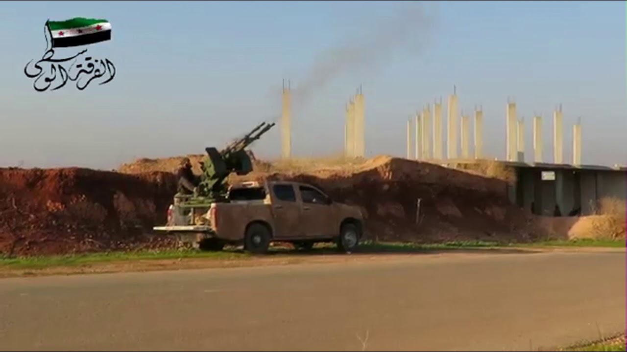 Anti-aircraft gun ZPU-2 14.5 mm mounted on the pickup is firing - YouTube