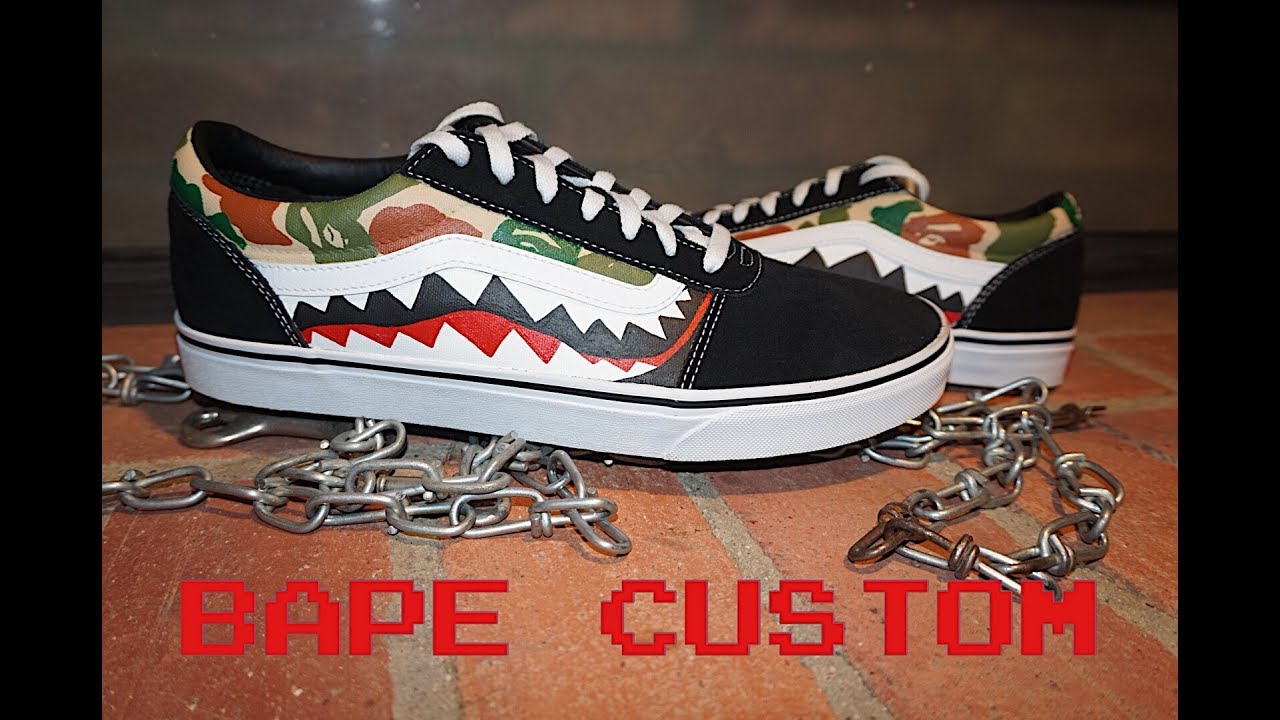 CUSTOM BAPE SHARK TEETH VANS | TIMELAPSE - YouTube