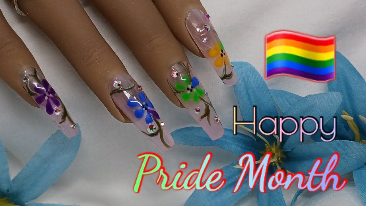 Happy Pride Month | Rainbow Daisy Chain Nails - YouTube