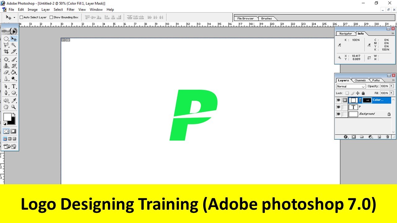 First Time Logo Designing In Adobe Photoshop 7.0 - YouTube