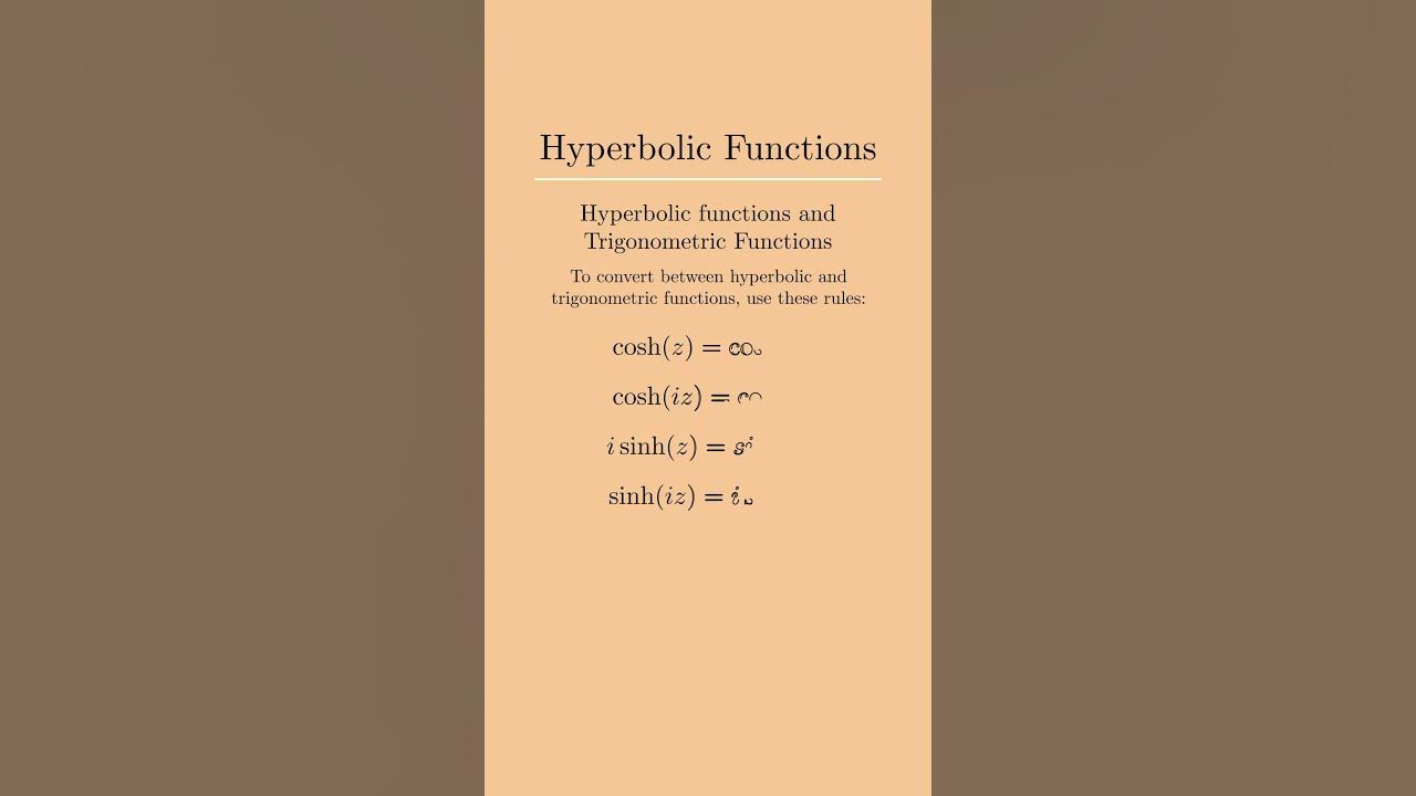 Converting Between Hyperbolic Functions and Trigonometric Functions - YouTube