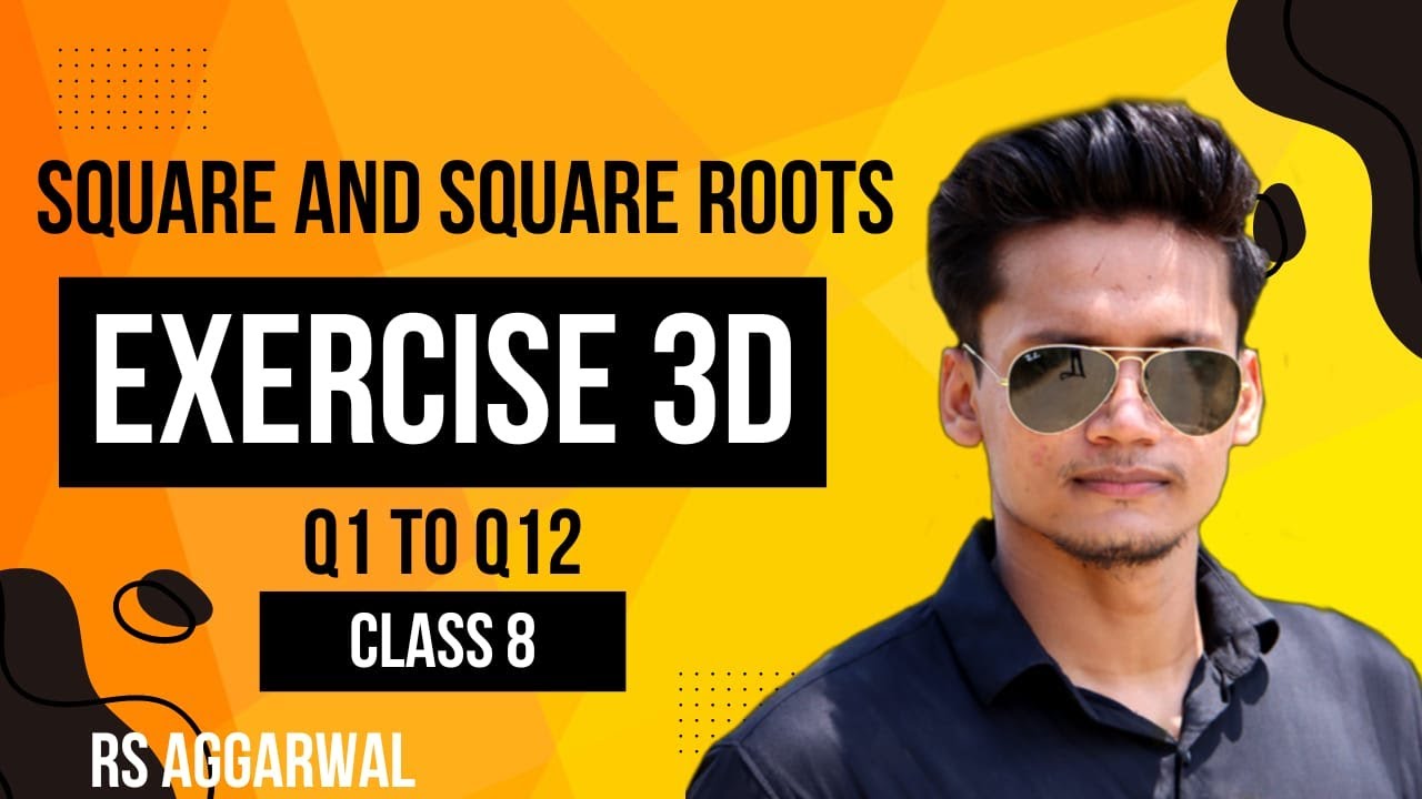 Class 8 Ex 3D Q1 to Q12 Squares and Square roots Exercise 3D CBSE RS Aggarwal class 8 Rajmith ...