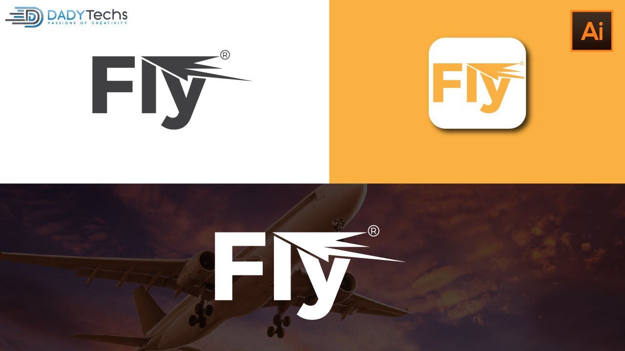 Fly Logo Design with presentation || Illustrator Logo Design Tutorial ...