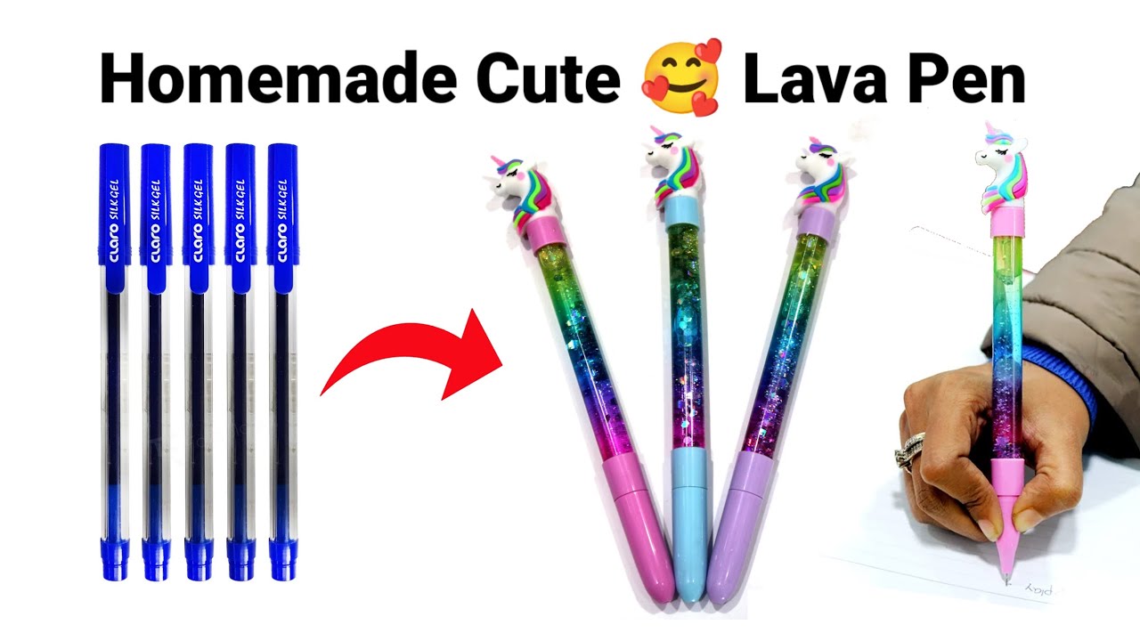 How to make Lava Glitter Lava Pen at home/DIY Glitter Pen/Homemade ...