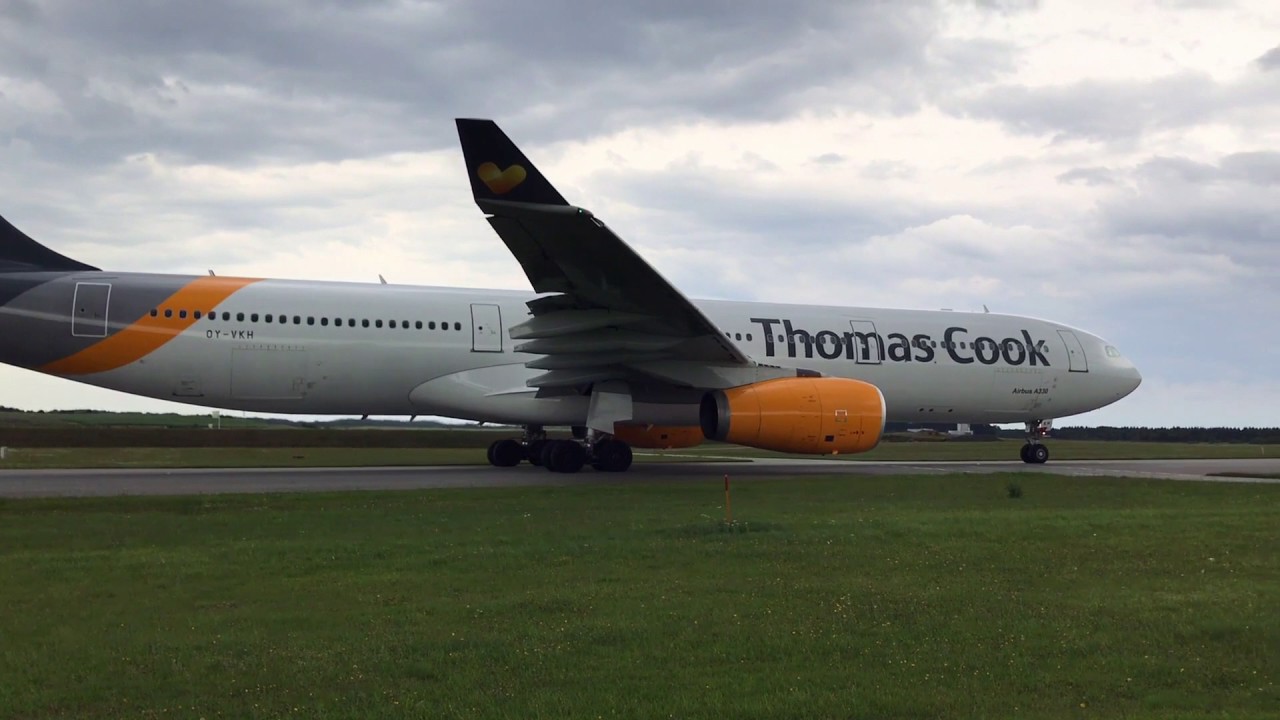 Thomas Cook Scandinavia Airbus A330-300 Billund Airport + ATIS - YouTube