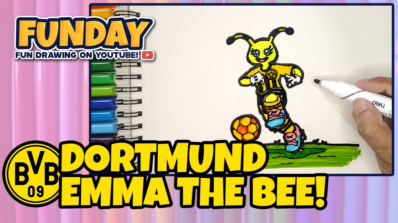 How to Draw BVB Dortmund Mascot Emma 🐝 #funday #dortmund #bundesliga ...