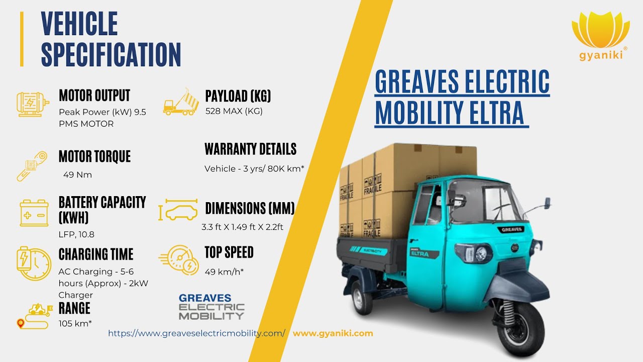 Greaves Electric Eltra Cargo E3W - YouTube