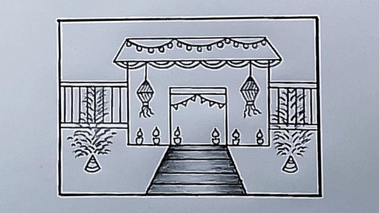 How to draw Diwali Festival Celebration Drawing / Sketch of Diwali ...