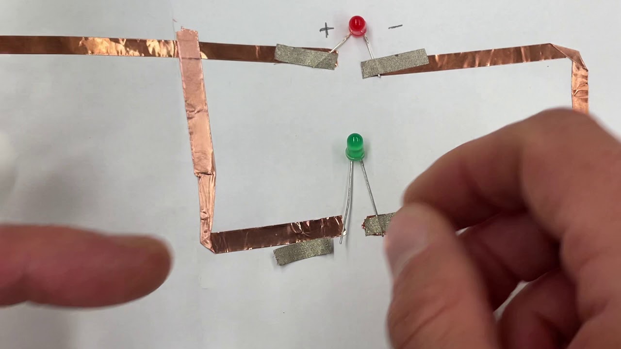 Adding a 2nd LED to a paper circuit greening card - YouTube