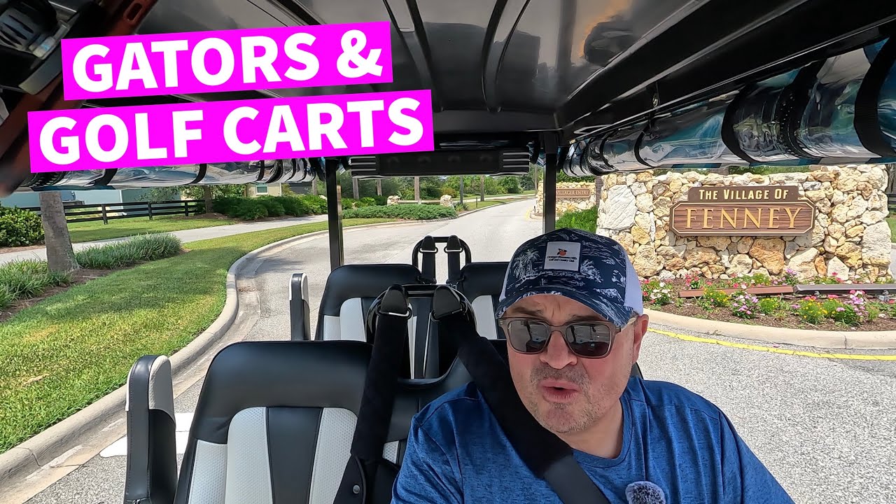 Golf Carts & Gators 🐊 The Villages Florida Golf Car Ride to UPS 👍😎🌴 ...