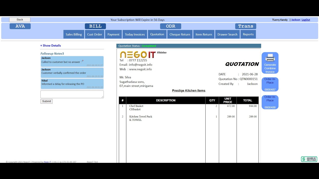 Quotation Management System. - YouTube
