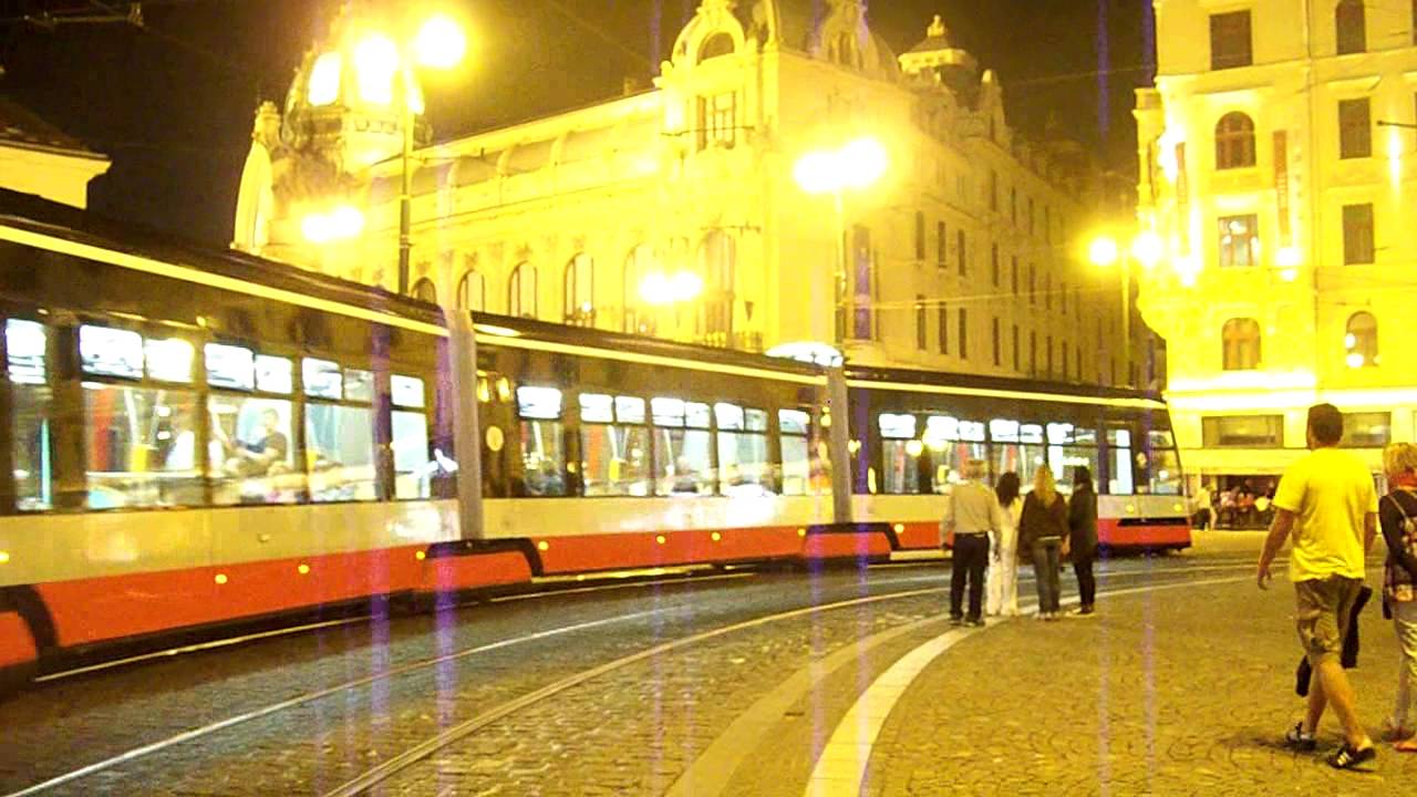 Night Life in Prague: Trams at Dusk and at Night - YouTube