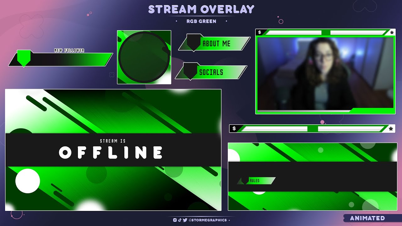 [ RGB Green ] FREE STREAM OVERLAY | ANIMATED VERSION AVAILABLE - YouTube