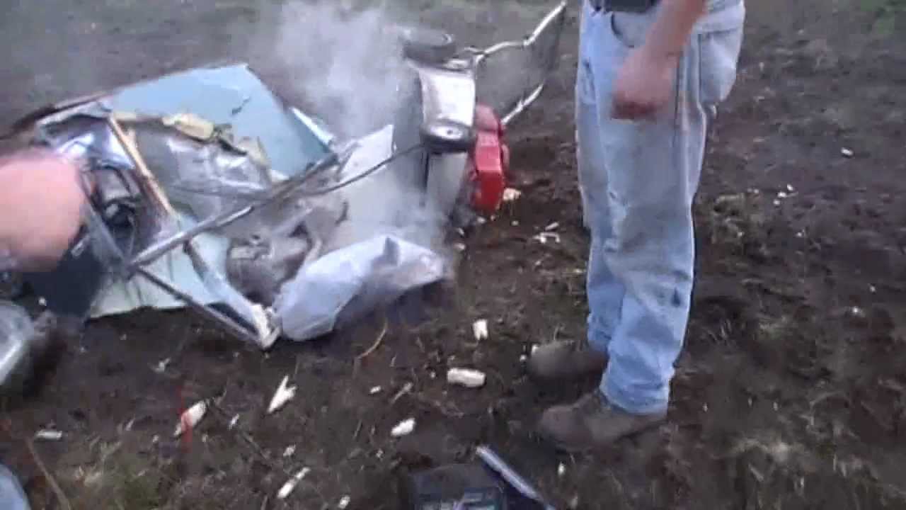 Airbag Blows up Microwave, Lawn Mower and Mini Fridge - YouTube