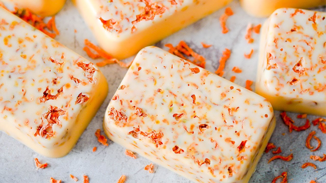 CARROT OIL SOAP DIY! GLOWING SKIN CARROT SOAP - YouTube