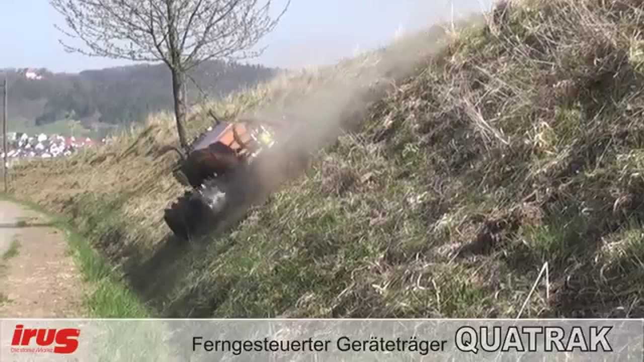 Irus Quatrak mit Hochgrasmähwerk am Steilhang - YouTube