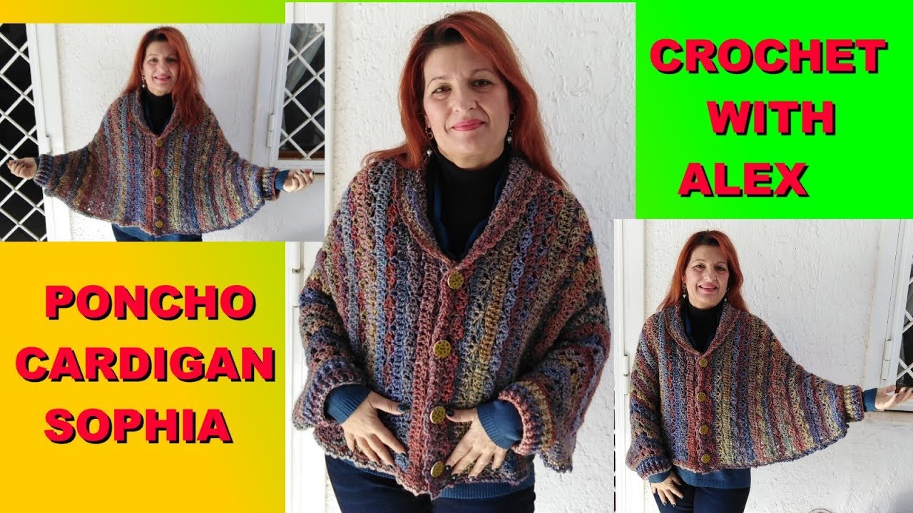 CROCHET COCOON PONCHO CARDIGAN SOPHIA VERY EASY TUTORIAL ANY SIZE ALEX ...