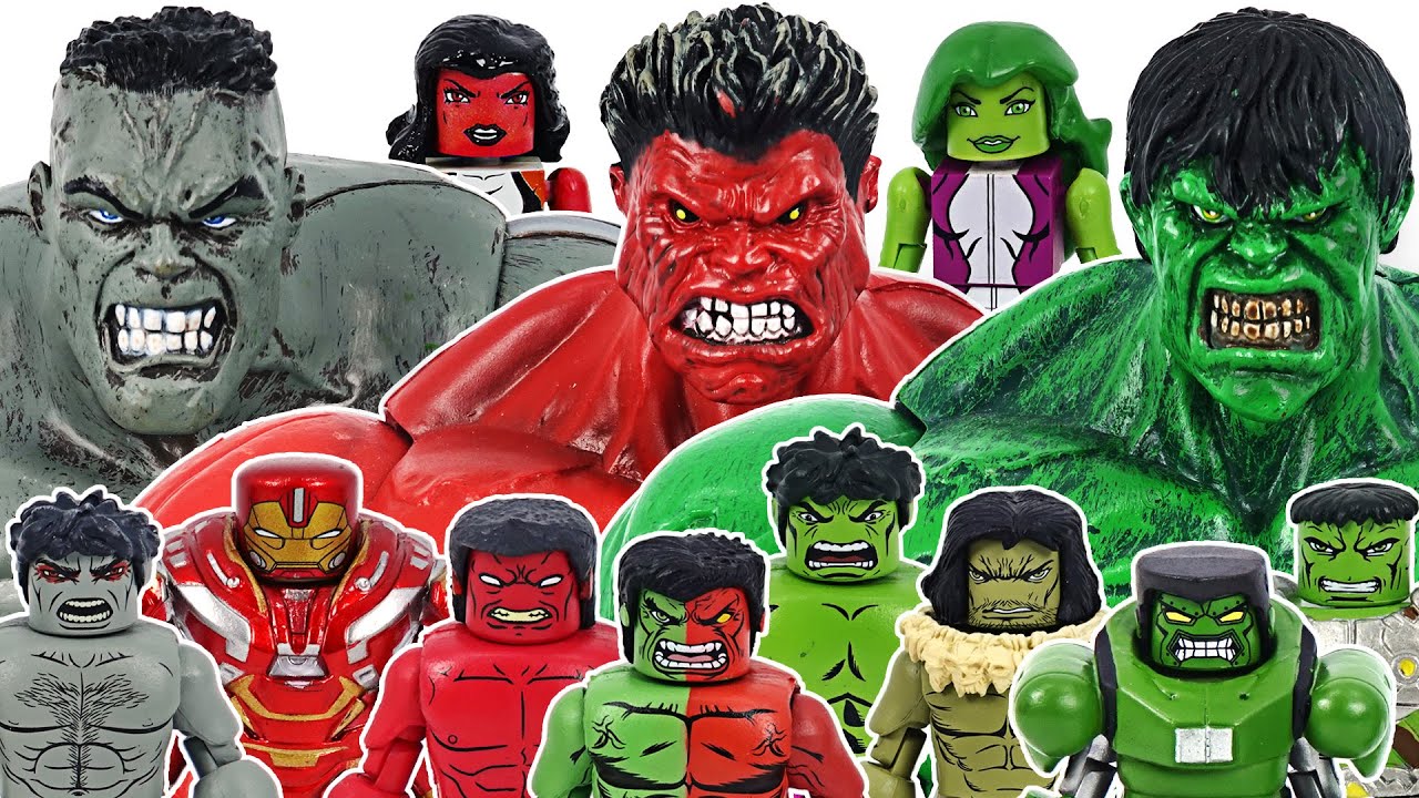 Green, Gray, Red Hulk and Minimates Hulk army! Go! | DuDuPopTOY - YouTube