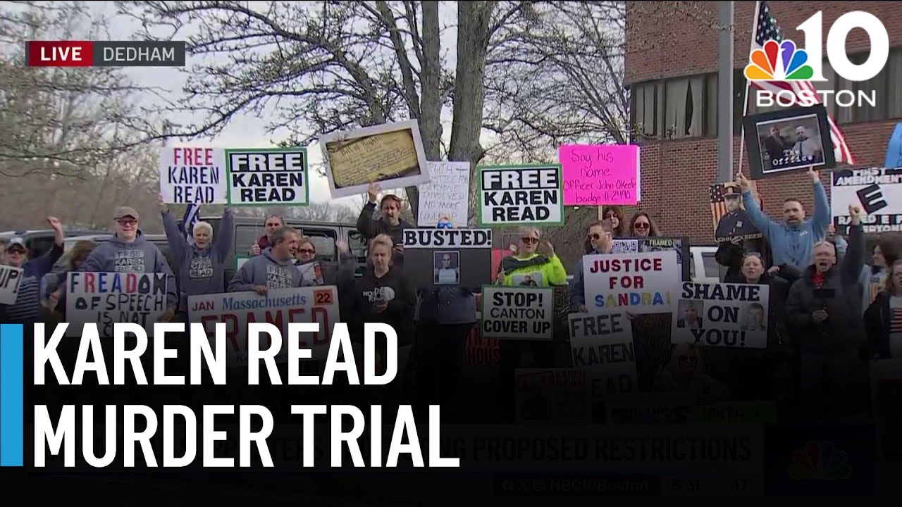 Karen Read supporters protest proposed restrictions for trial - YouTube