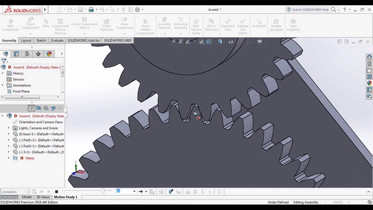 Relacion de engranajes o ruedas dentadas en Solidworks 2016 | Diego ...