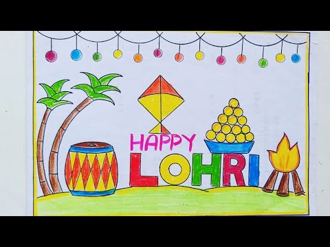 Lohri Drawing|Happy Lohri Drawing|Lohri poster|Happy Lohri poster ...