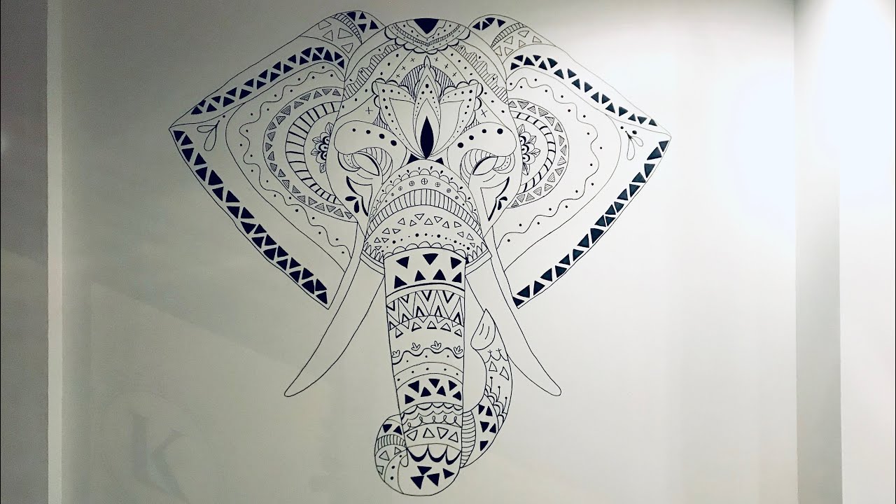 Hand Drawn Elephant On Wall - YouTube
