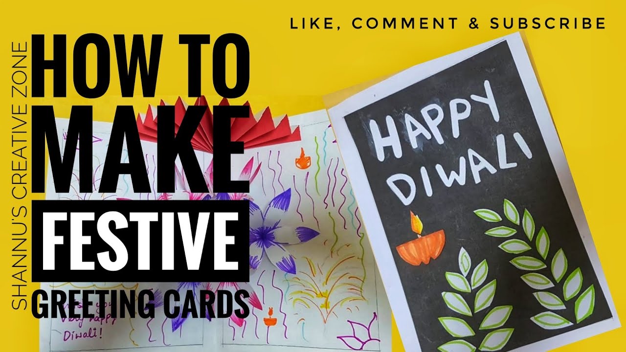 HOW TO MAKE FESTIVE GREETING CARDS🤩 | CRAFT | ART | Shaza’s Creative ...
