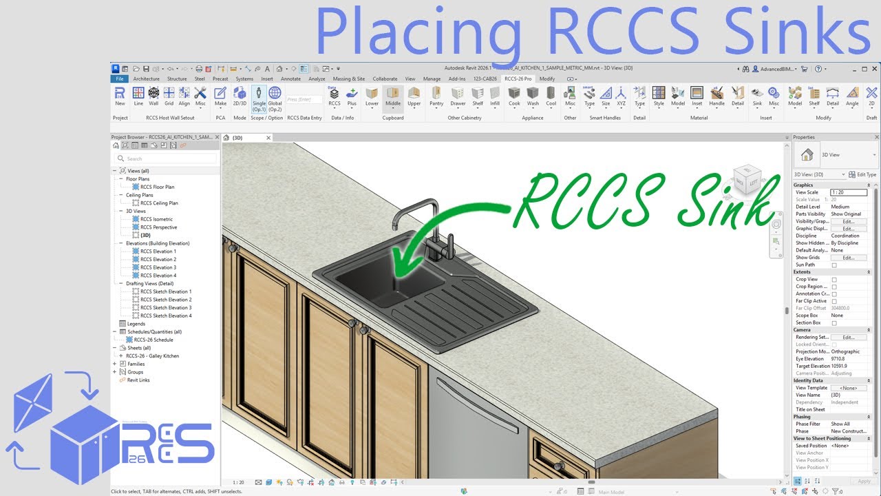 Revit Cabinetry | RCCS-26 Pro - Placing RCCS Sinks - YouTube