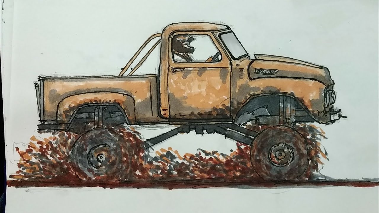 truck mud bogging drawing - YouTube