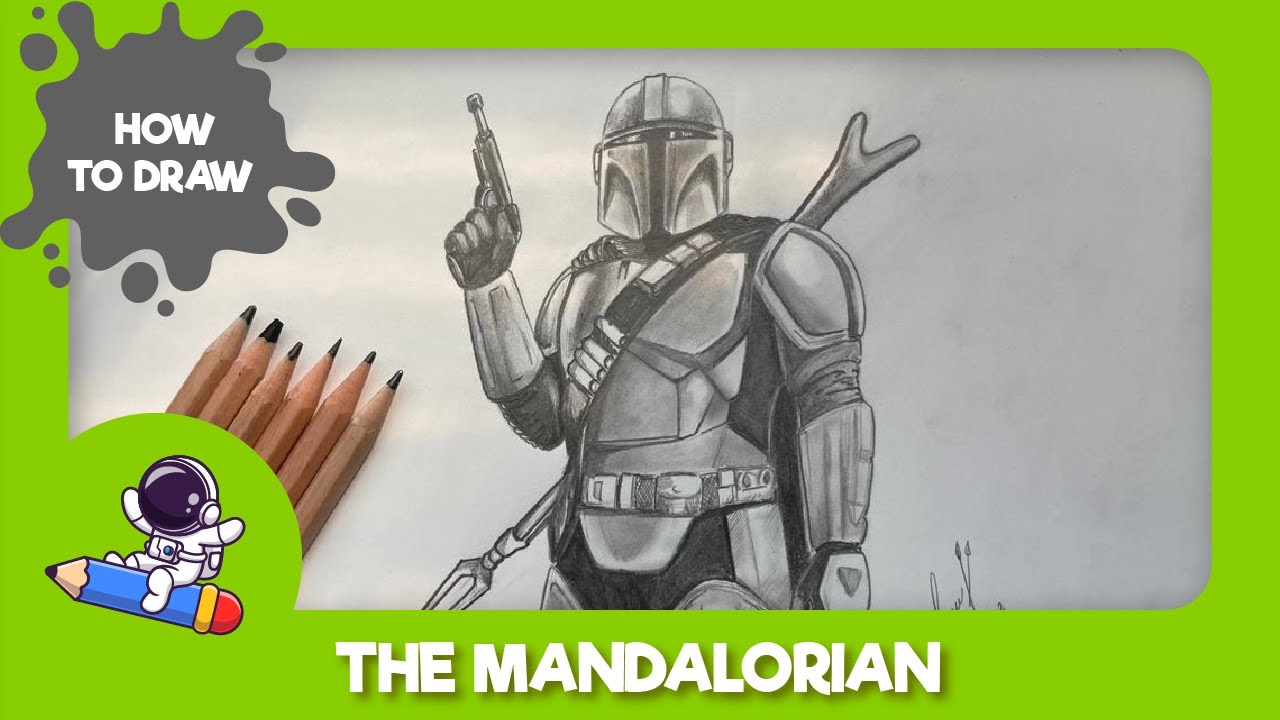 How to Draw The Mandalorian with Pencils - YouTube