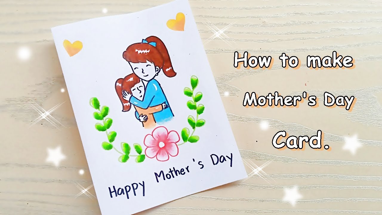 How to draw mother's day card so easy. Draw mom and daughter hug each ...