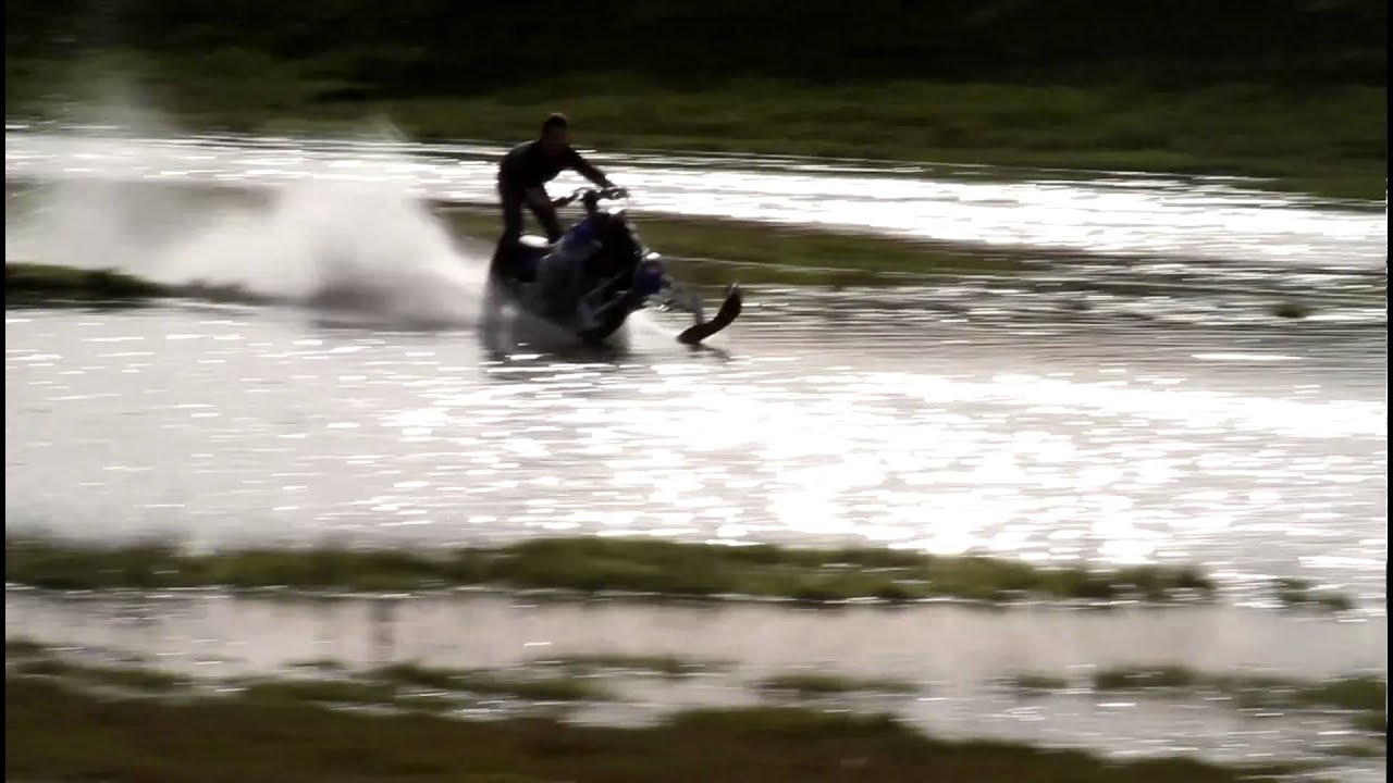 Snowmobile Water Crossing Yamaha Phazer M-TX - YouTube