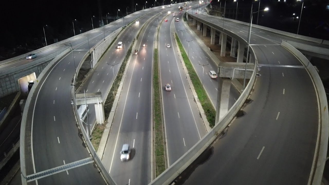 NIGHT VIEW OF POKUASE INTERCHANGE ON 4TH TIER ACCRA GHANA AFRICAN WALK ...