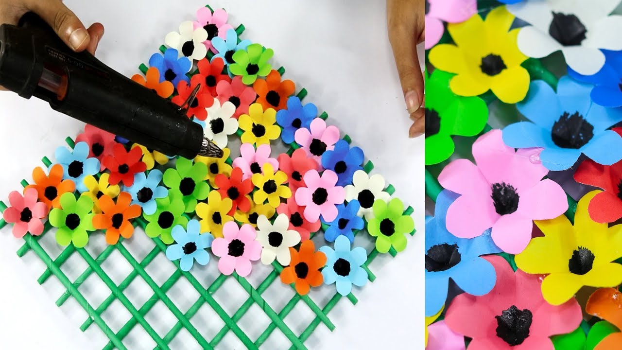 How to make craft paper flower wall met l kagojer ful banano o sajano l ...
