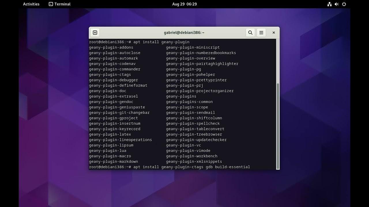 debian i386 install geany + build-essential - YouTube