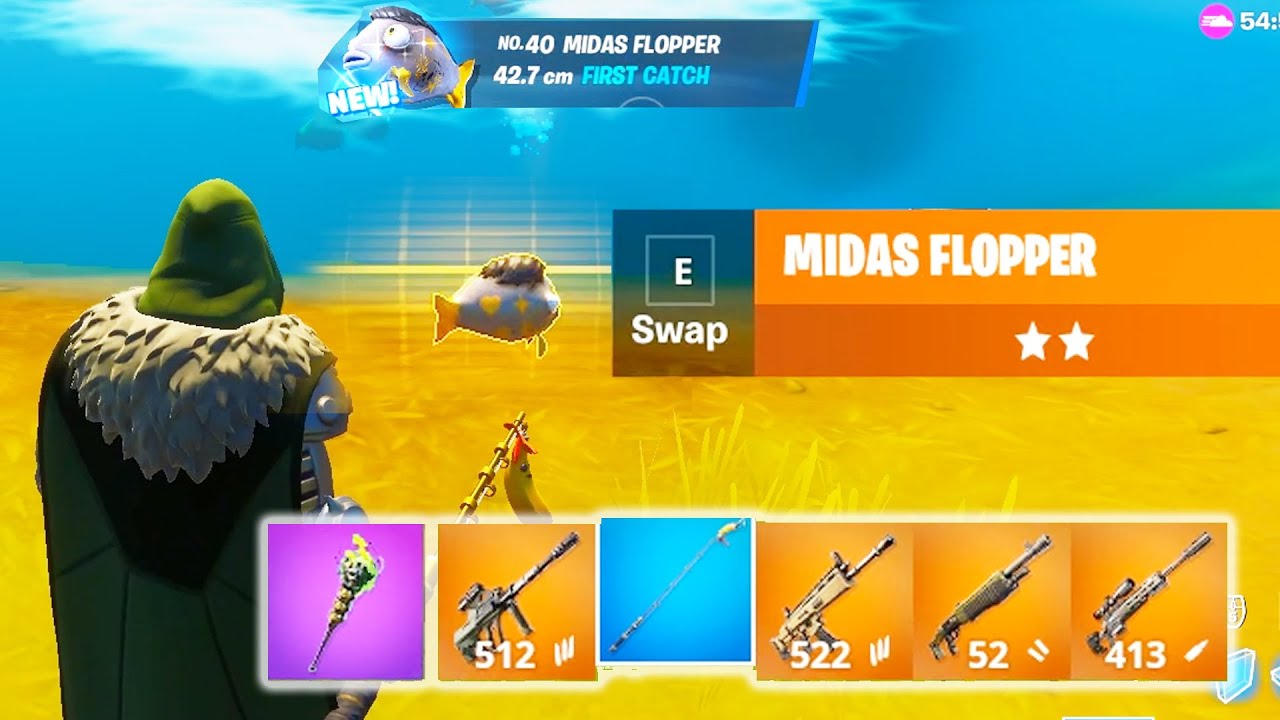 MIDAS Fish Gameplay - How and Where to catch Midas Fish in Fortnite ...