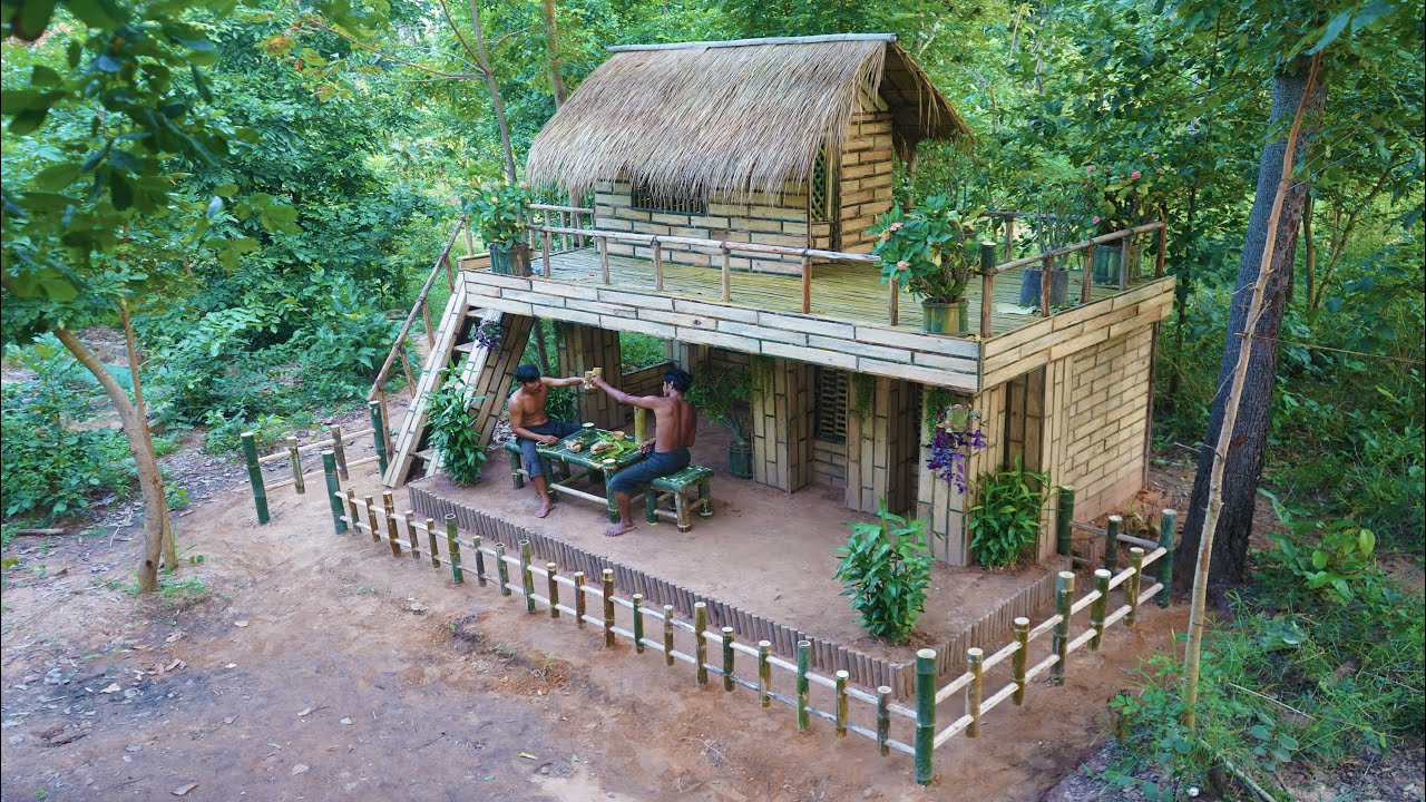 Update the luxury villa made of wood and bamboo in the forest to be ...