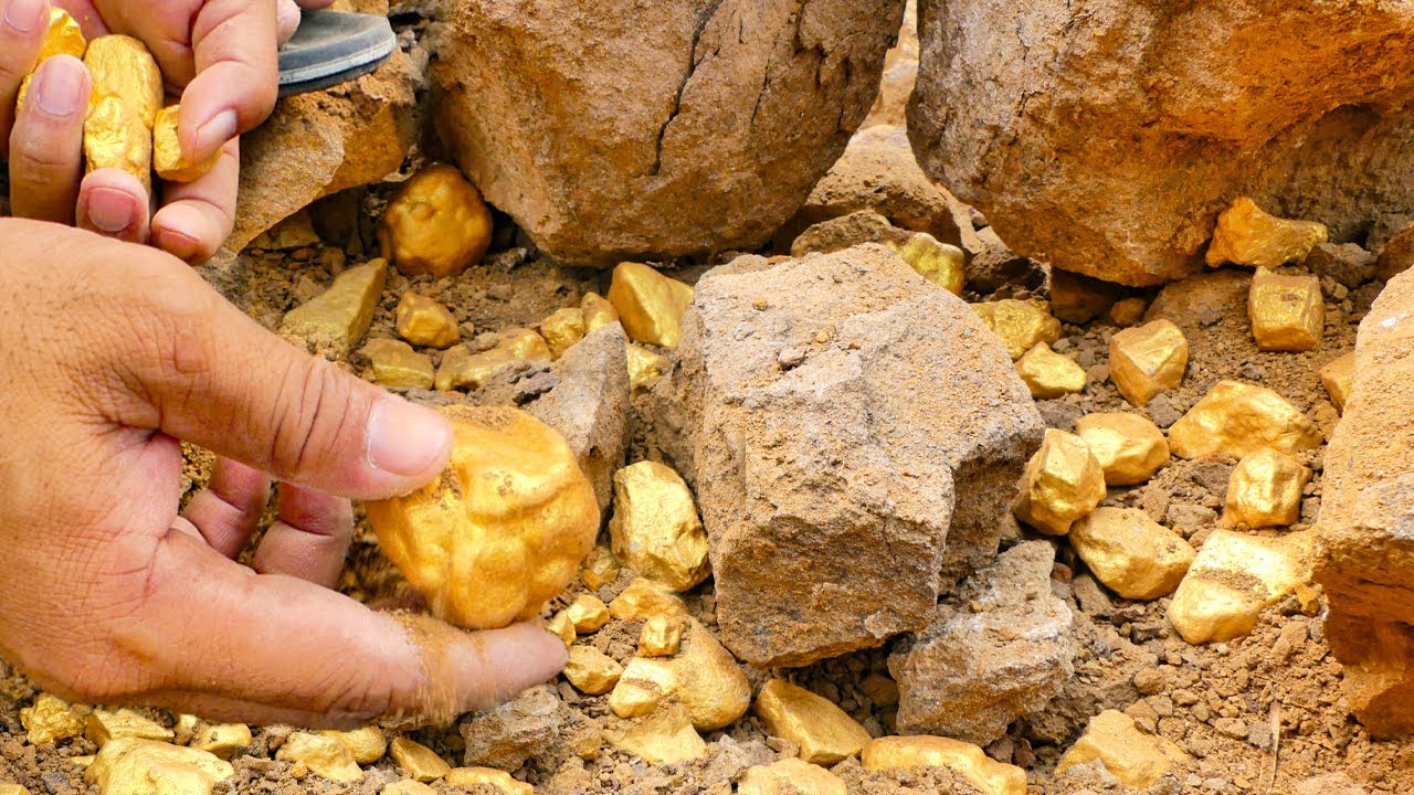 wow wow wow! amazing finding natural gold under stone at the mountain ...