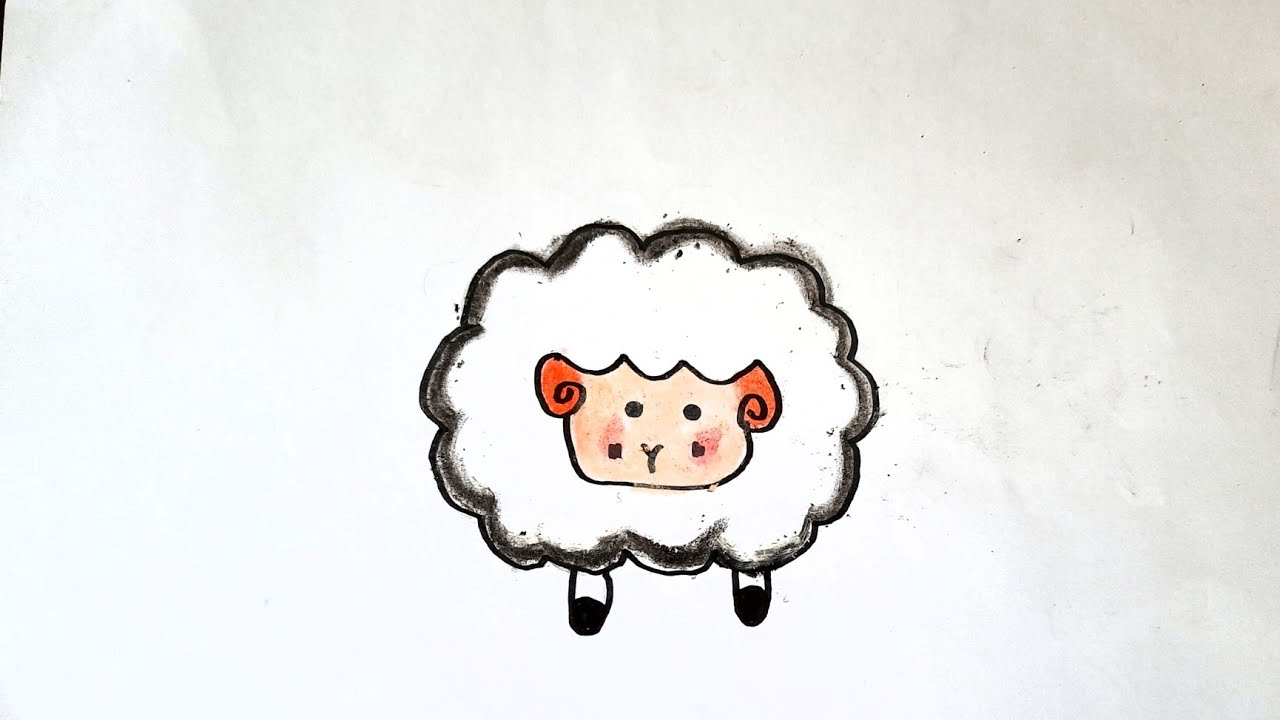 Menggambar dan mewarnai hewan domba lucu || diy how to draw cute sheep ...