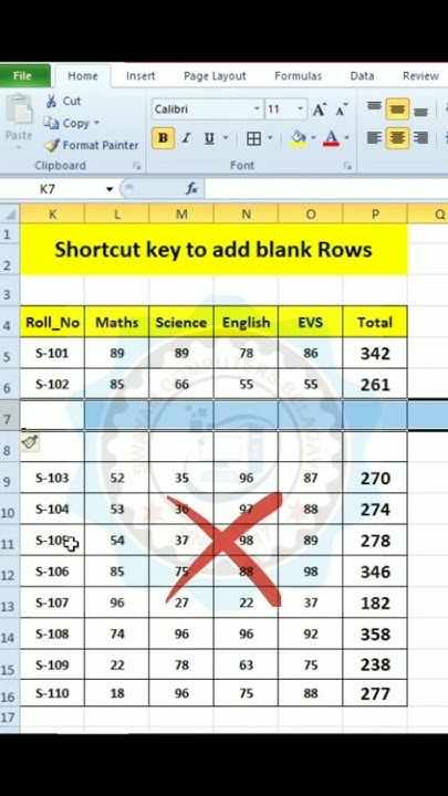 Shortcut key to add blank Rows in Excel..#shorts #excel#excelshortcuts# ...