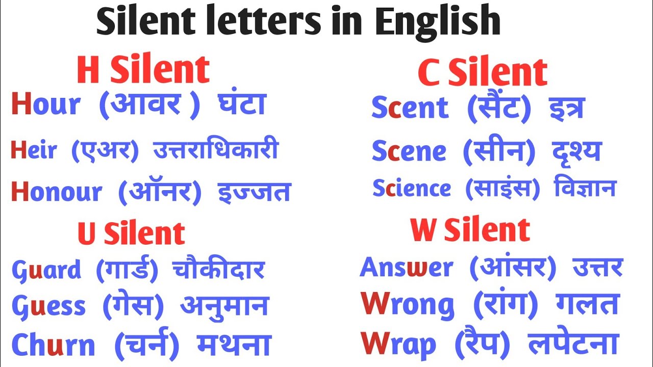 Silent Letters In English |Silent Words | Basic English Word | Daily ...