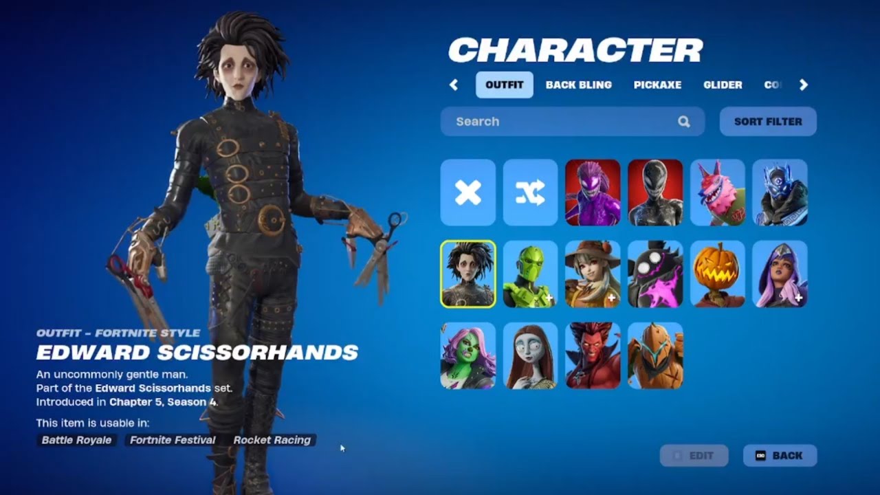 Fortnite X Edward Scissorhands Skin, Emote and All Cosmetics Full ...