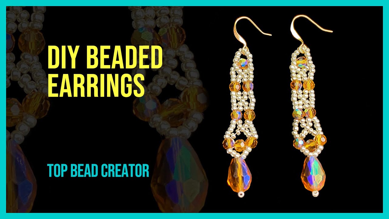 Easy beaded drop earrings, Jewelry making Turorials - YouTube