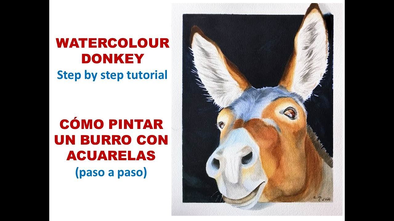 How to paint a donkey in watercolors! Step by step guide. #watercolors ...