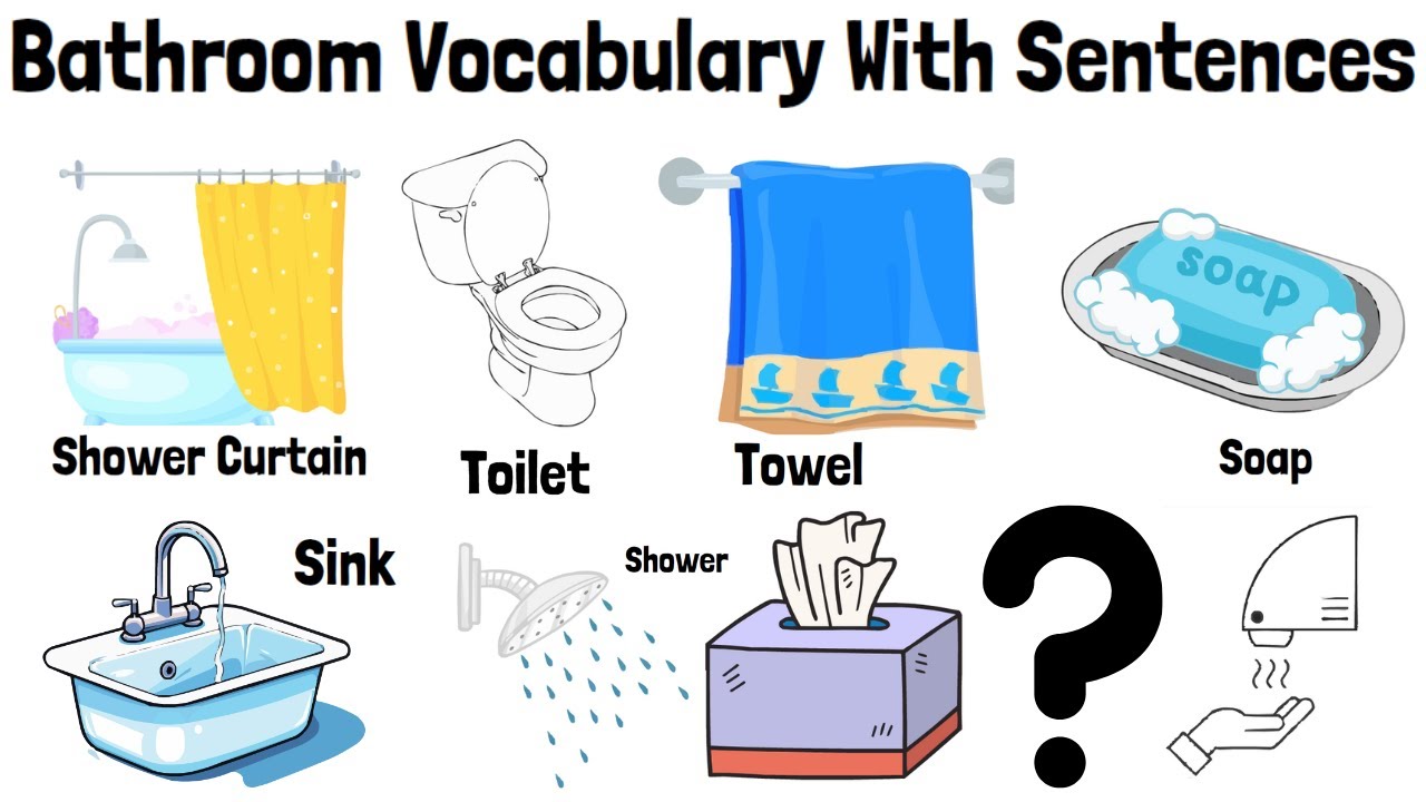 Bathroom Vocabulary With Sentences | English Vocabulary for beginners ...
