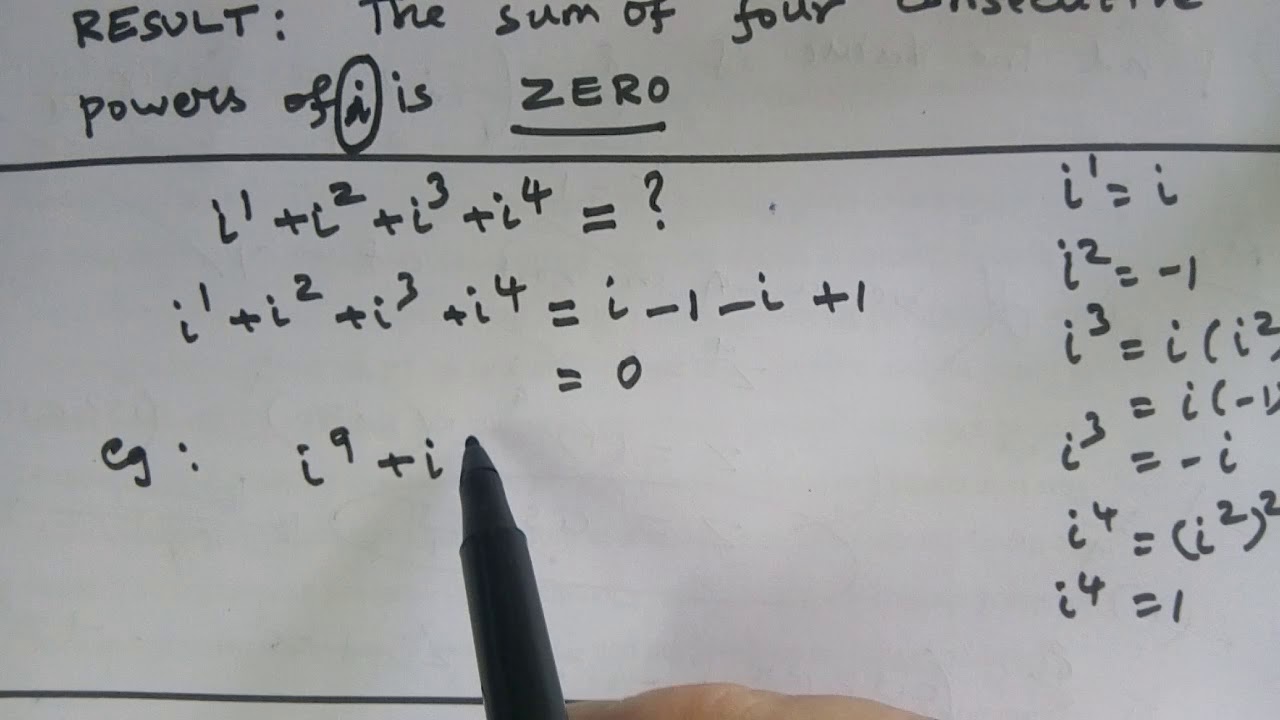 Complex Numbers|Tricks/Result:The sum four consecutive powers of i is ZERO|K.Thirumurugan - YouTube