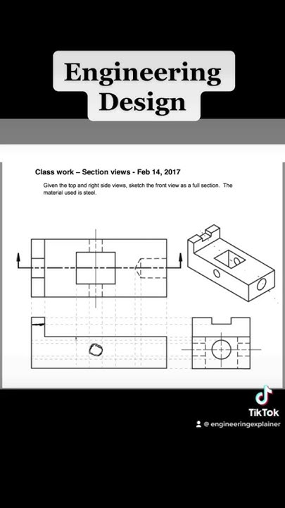 Given the top and right side views, sketch the front view as a full section the material used ...