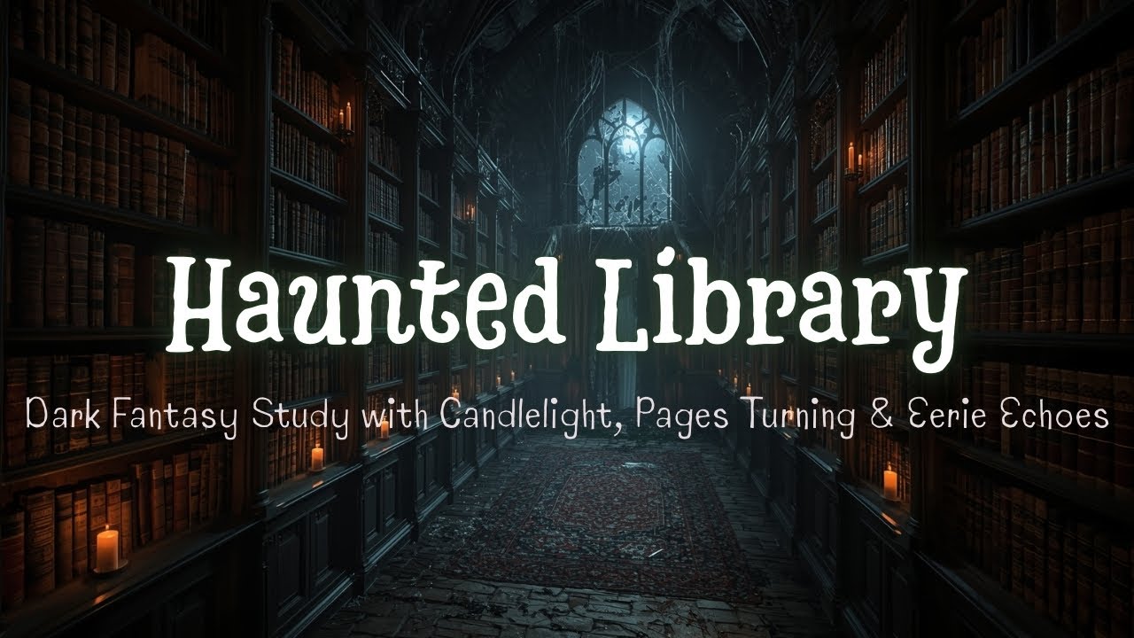 Haunted Library Ambience 1 Hour | Dark Fantasy Study with Candlelight ...