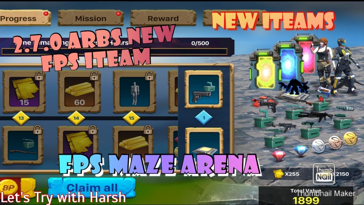2.7.0 ARBS New Update FPS Iteams | FPS MAZE ARENA EVENT | NEW GUNS ...