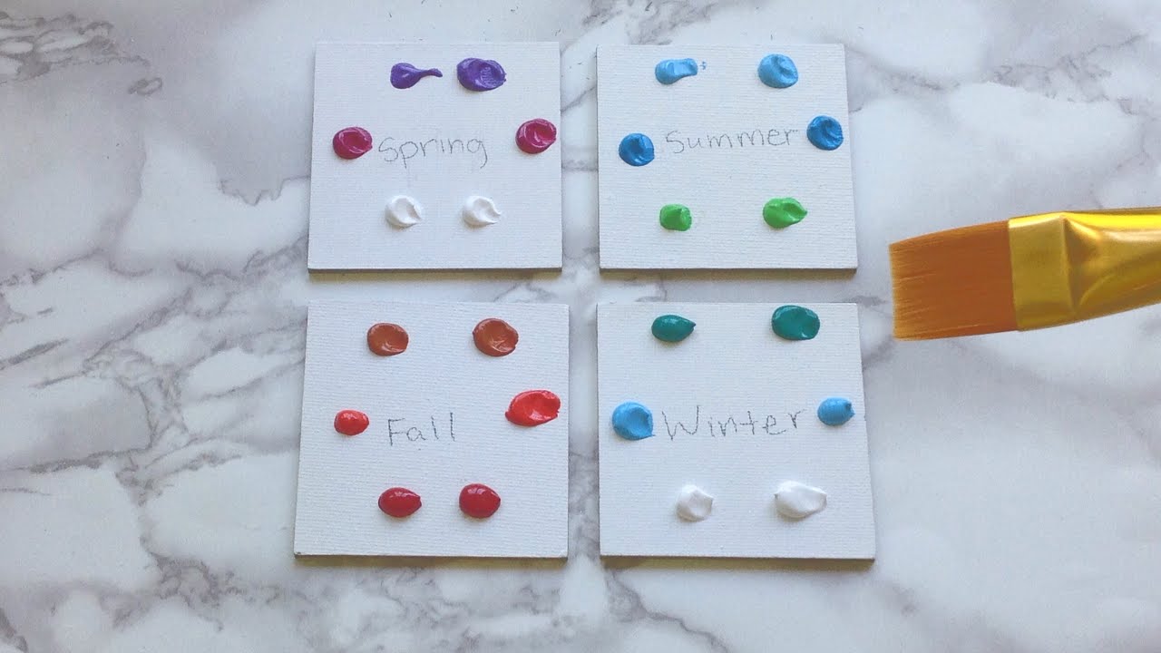 Acrylic painting #5 The 4 season tree | Spring, Summer, Fall, Winter ...